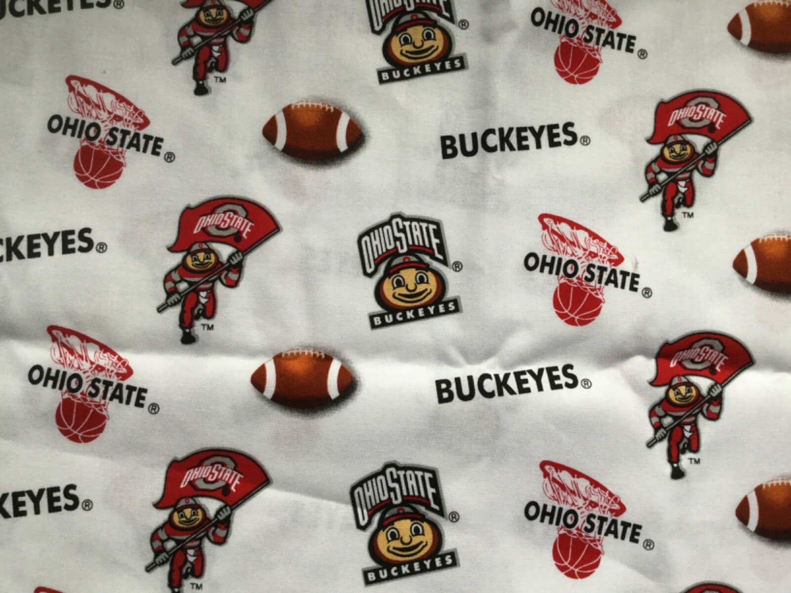 OHIO STATE Buckeyes OSU Brutus COTTON FABRIC 1/4 Yard 9” x 44” NEW ...
