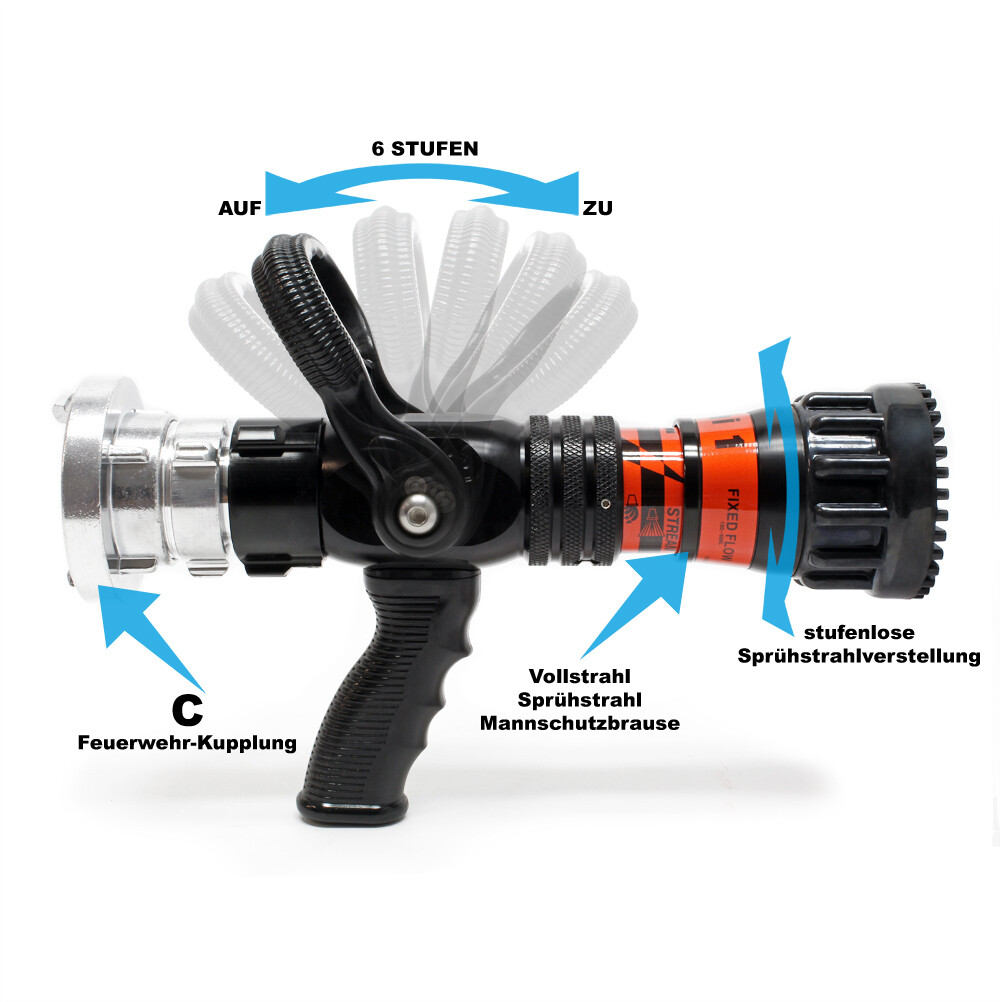 Lance d'incendie C2"Jet creux 150/180/300/450/660 l/min Pompiers THW ...