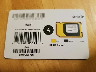 Sprint SIMOLW506C 3in1 Triple Cut SIM Card A | eBay