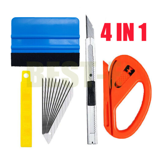 4PCS Plastic Felt Edge Squeegee Car Vinyl Wrap Blades Razor Cutter Tool ...