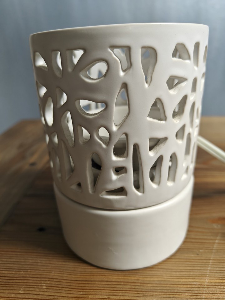 Ceramic Open Work White Wax Melt Warmer 5.5 x 4 Electric Chord with ...