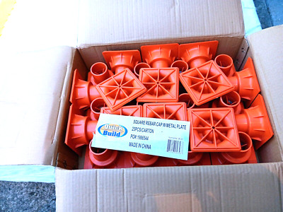 Lot of 25, Quick Build, OSHA Approved Square Rebar Caps W/ Metal Plate ...