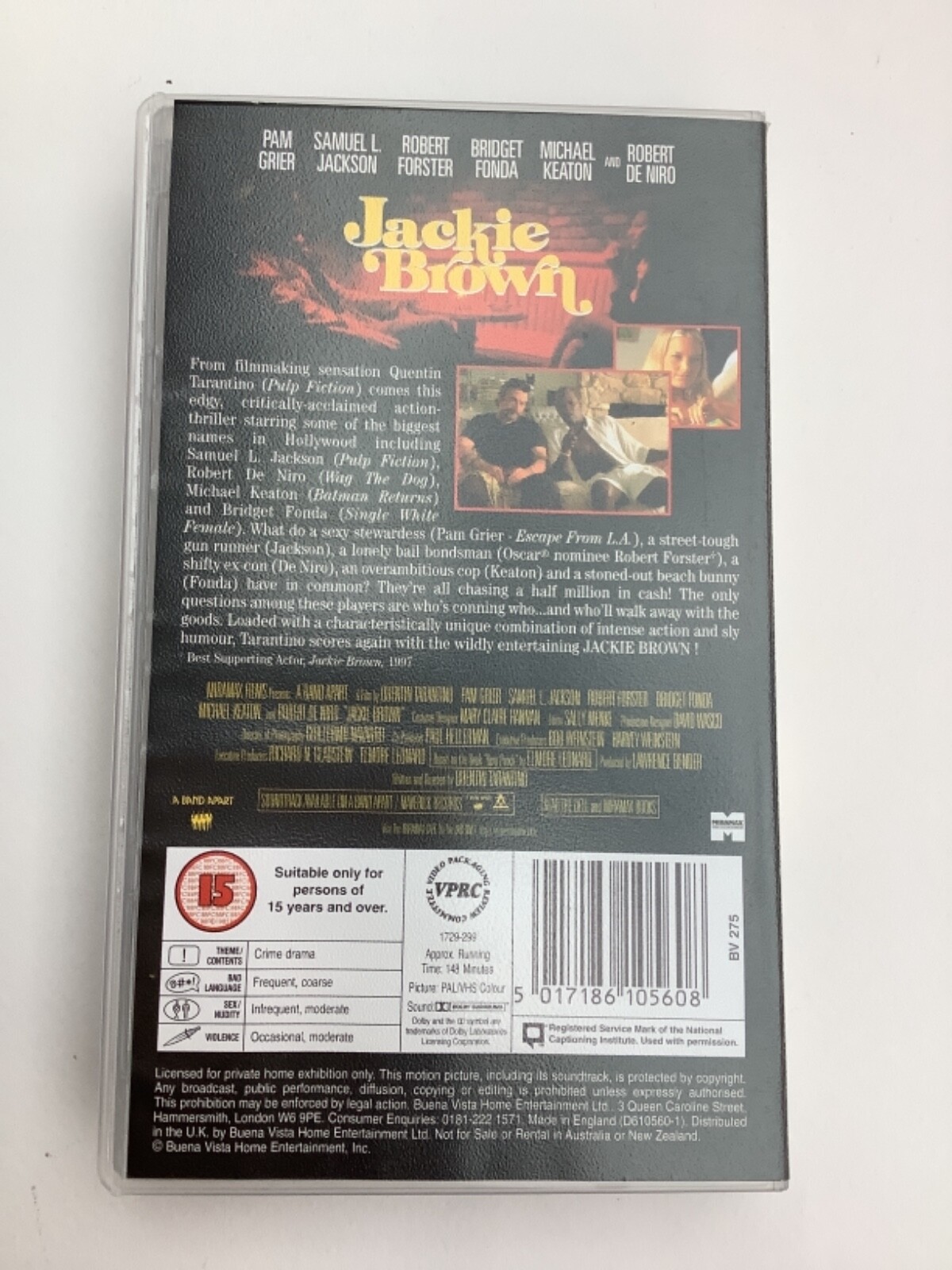 Jackie Brown VHS Tape Quentin Tarantino Samuel L Jackson Pam Grier ...