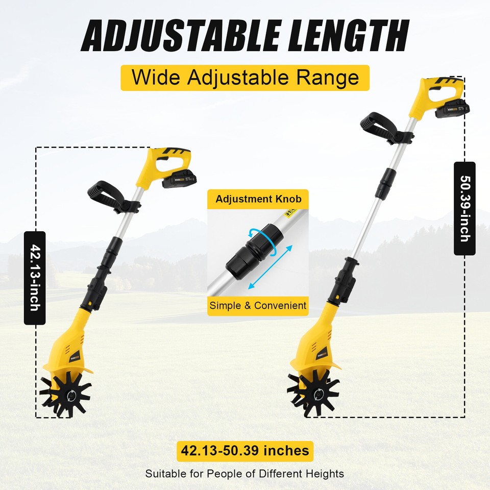 20V Hand-held Cultivator Tiller Garden Yard Battery Powered Cordless ...