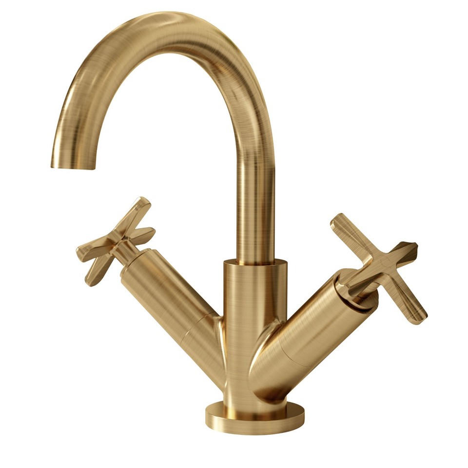 Nuie Aztec Deck Mounted Basin Mixer Tap Pop-Up Waste Swivel Spout ...