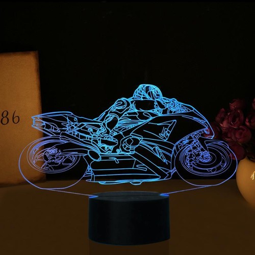 DIRT BIKE MOTOCROSS 3D Acrylic LED 7 Colour Night Light Touch Table ...