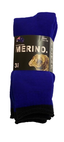 3 Pairs Australian Made MERINO WOOL SOCKS - Royal Blue - Size 11 - 14 ...