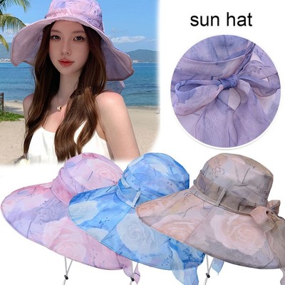 Bow Beach Bucket Hats UV Protection Travel Panama Caps New Breathable ...