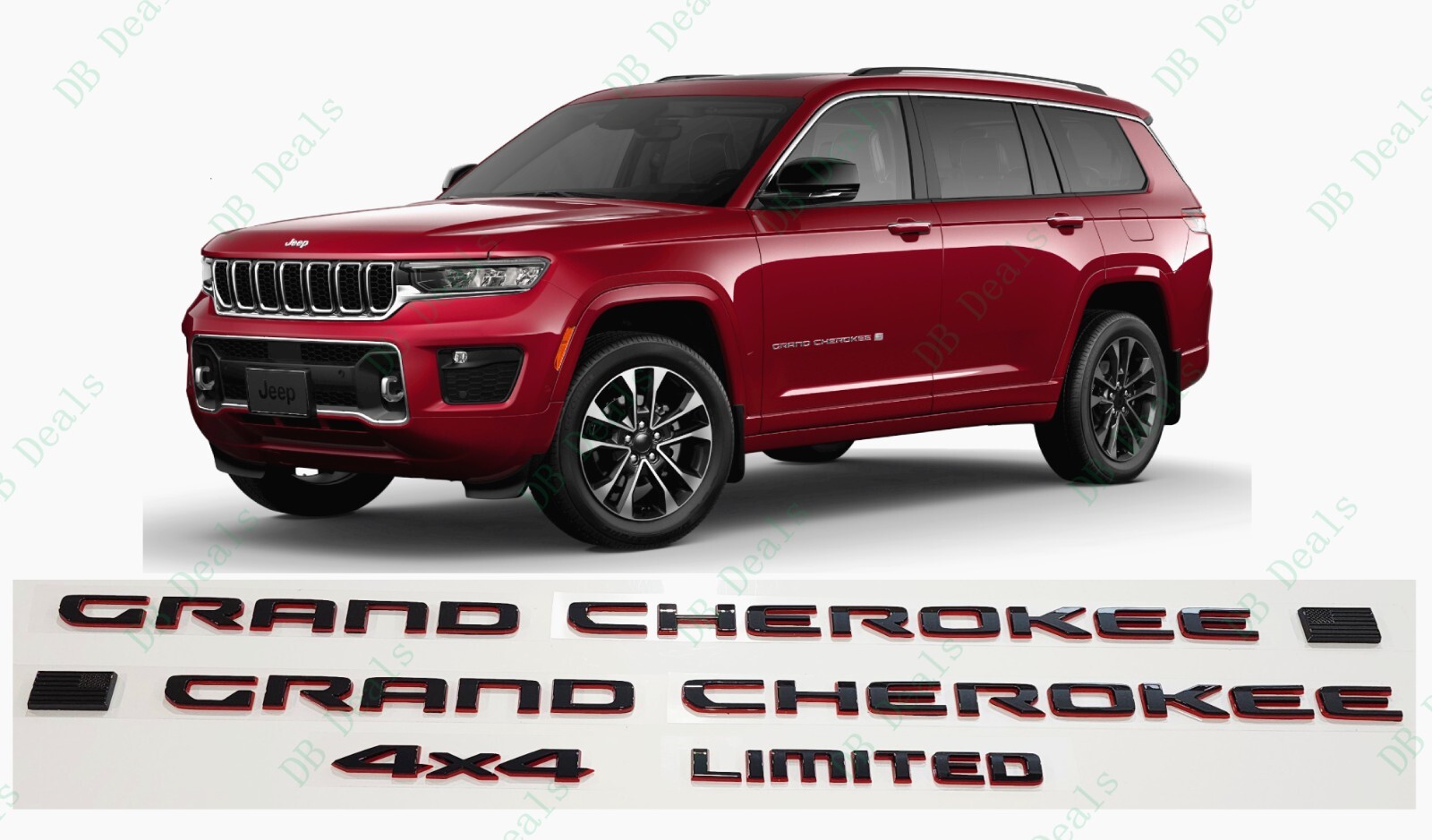 Black Red Door Rear 4X4 Limited Emblems Badges 2021+ Jeep Grand ...
