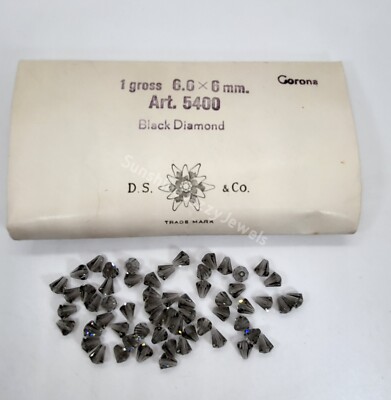 Factory Pack Swarovski Crystal Black Diamond 6mm Faceted Cone 5400 ...