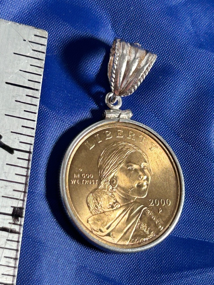 Vintage 2000P Sacagawea One Dollar $1 Coin w/ .925 Sterling Silver ...