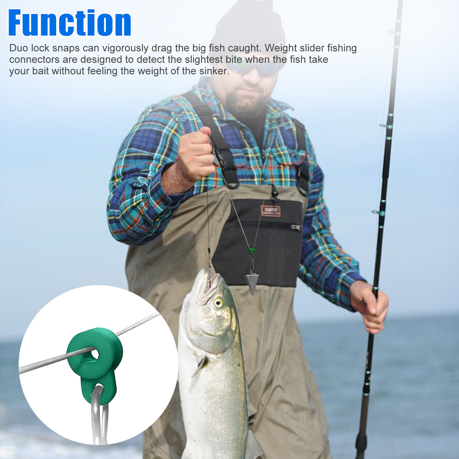 50/100x Heavy Duty Fishing Sinker Slide Duo Lock Snap Fish Finder ...