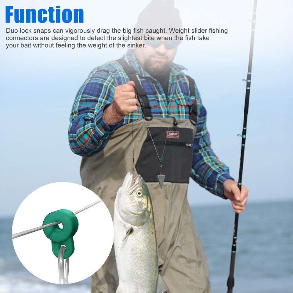 50/100x Heavy Duty Fishing Sinker Slide Duo Lock Snap Fish Finder ...