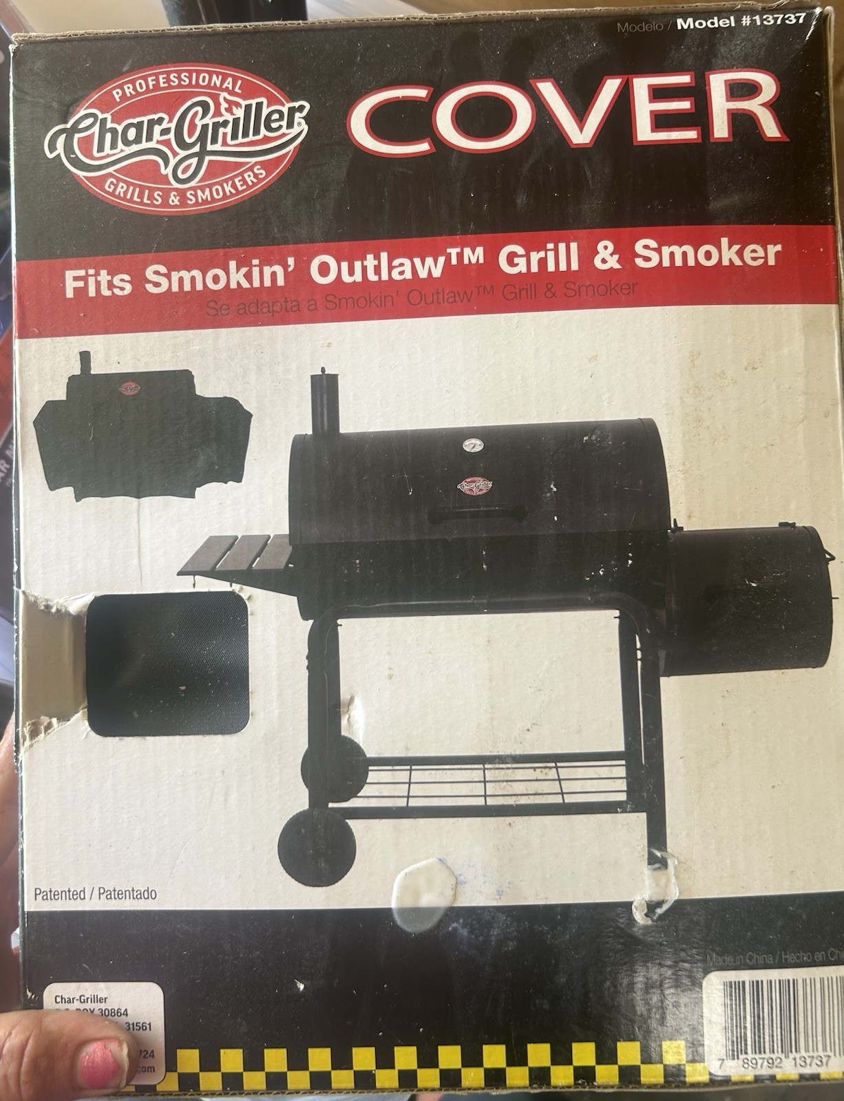 Char-Griller Weather Resistant Grill Cover for Smokin' Outlaw, Black ...