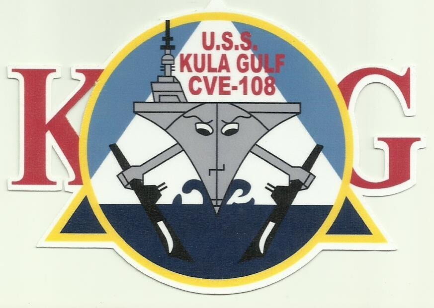 TWO USS KULA GULF CVE-108 U.S. NAVY STICKERS AIRCRAFT ESCORT CARRIER ...