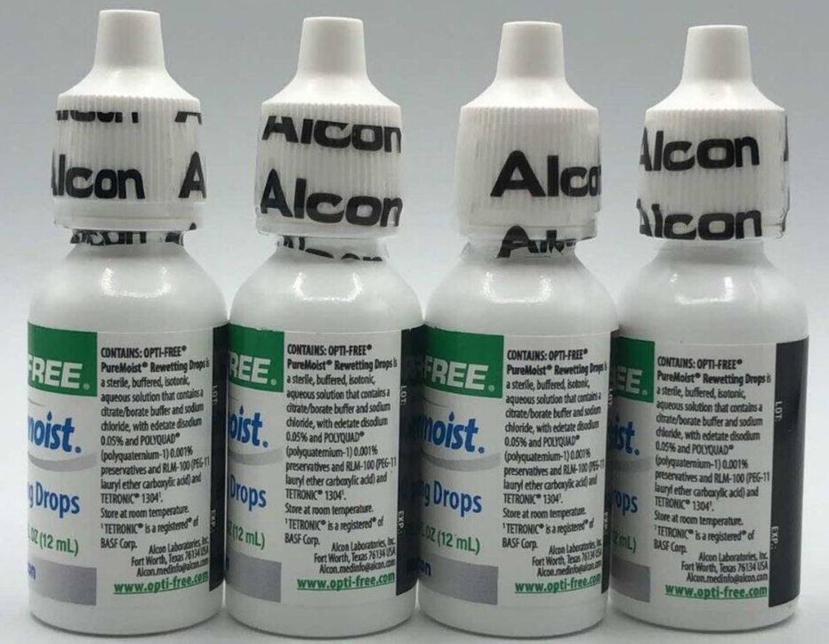 4PK Opti-Free Pure Moist Rewetting Eye Drops ~ 0.4 FL OZ Each ~ EXP 9/ ...