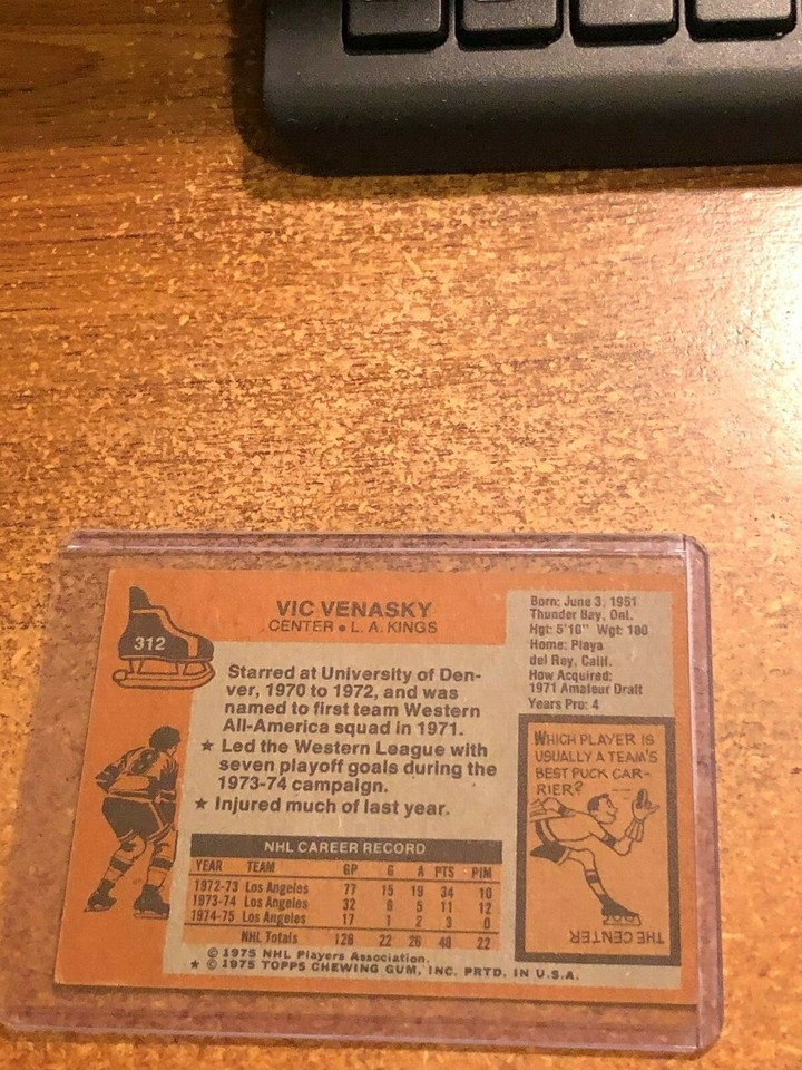 1975-76 Topps Hockey # 312 Vic Venasky | eBay