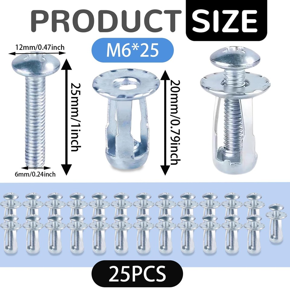 25 PCS Hollow Door Anchor Set Fixing Jack Nuts Hollow Metal Cavity M6 ...
