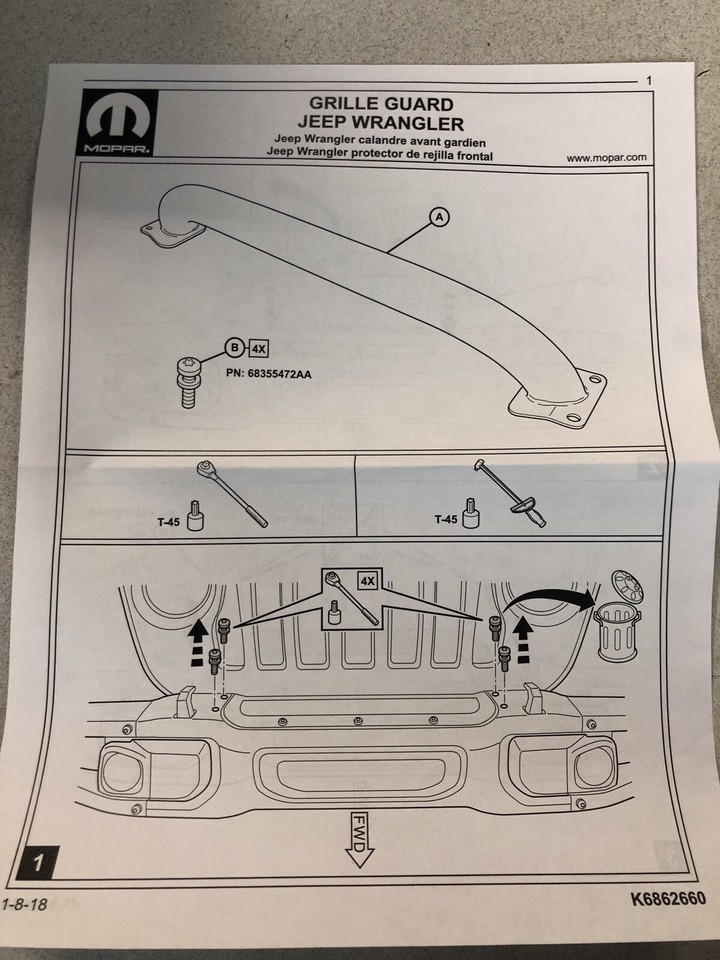 2018-2026 Mopar Jeep Wrangler Grille and Winch Guard Fits JL And JT ...