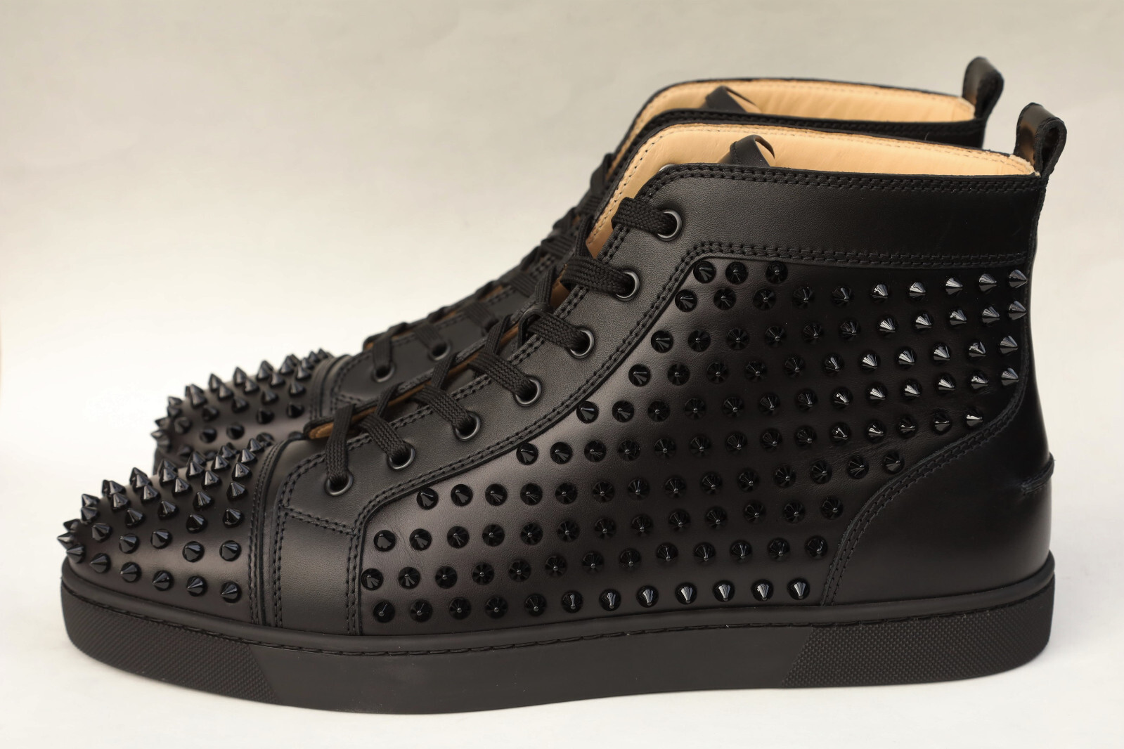 Christian Louboutin Lou Spikes Hightop Men's Black Le… - Gem