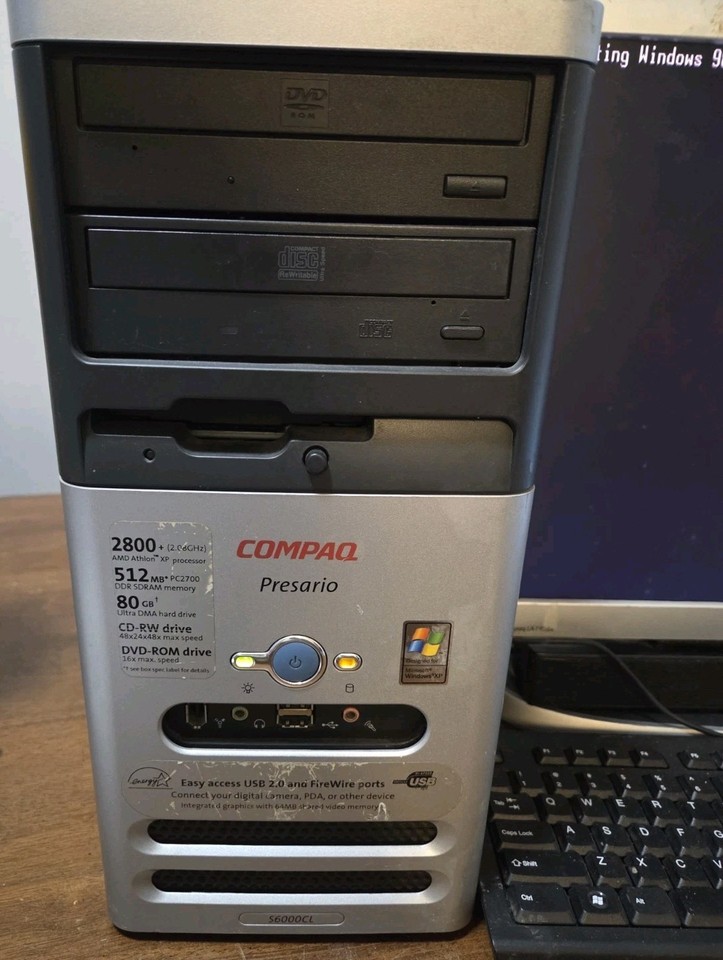 RESTORED COMPAQ AMD GAMING DESKTOP WINDOWS 98 XP DUAL BOOT SSD DVD CD ...