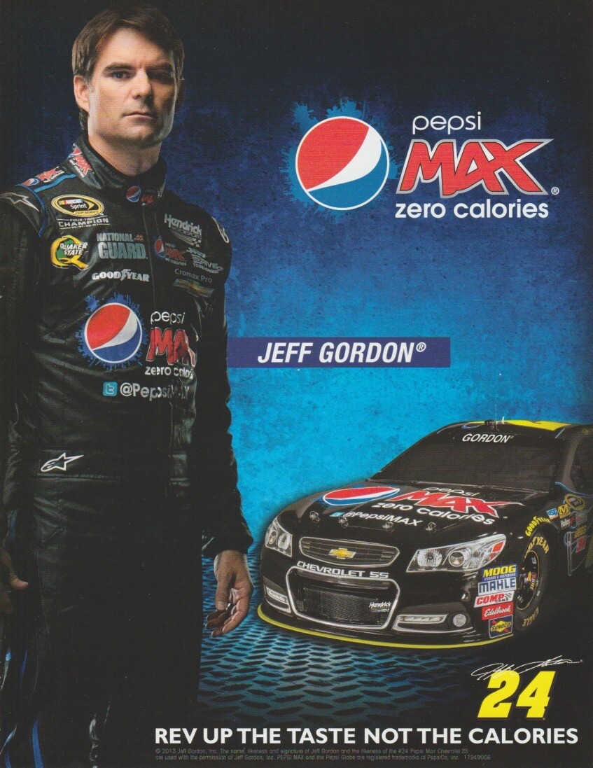 2013 Jeff Gordon Pepsi Max Chevy SS NASCAR Sprint Cup Hero Card | eBay