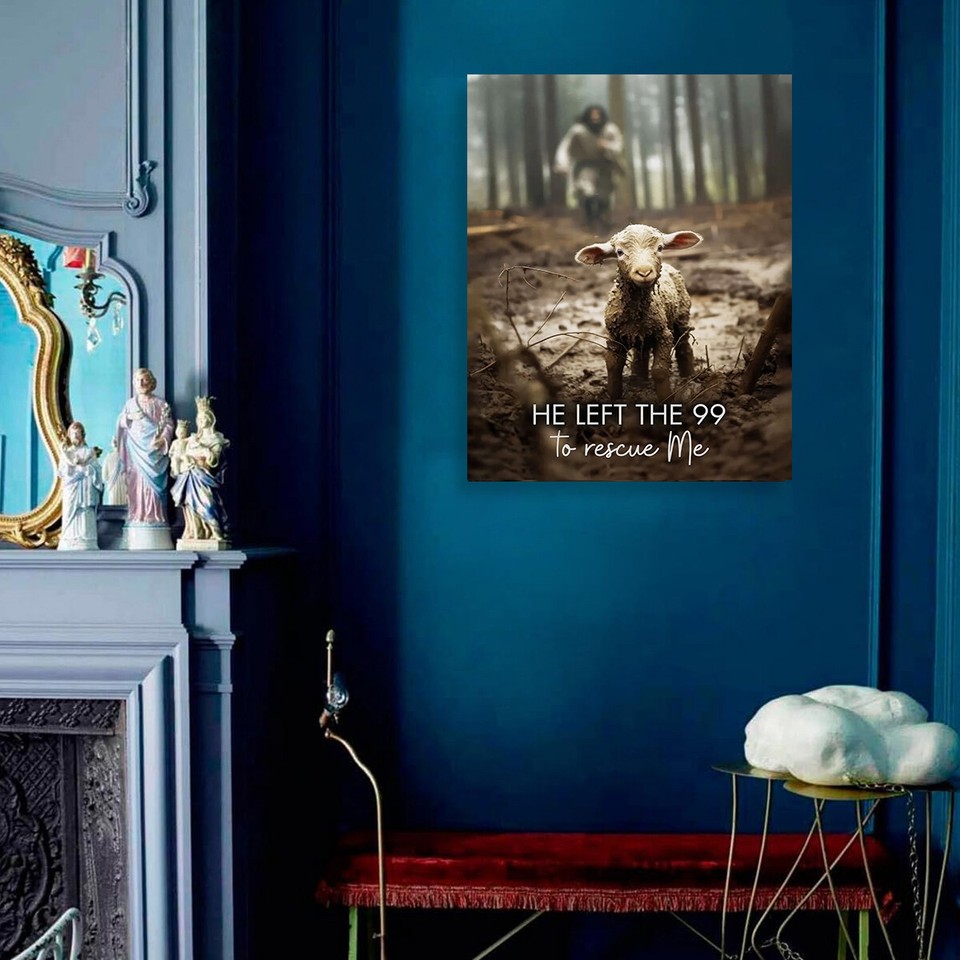 Jesus Running After Lamb Canvas Print He Left the 99 to Rescue Me Jesus ...