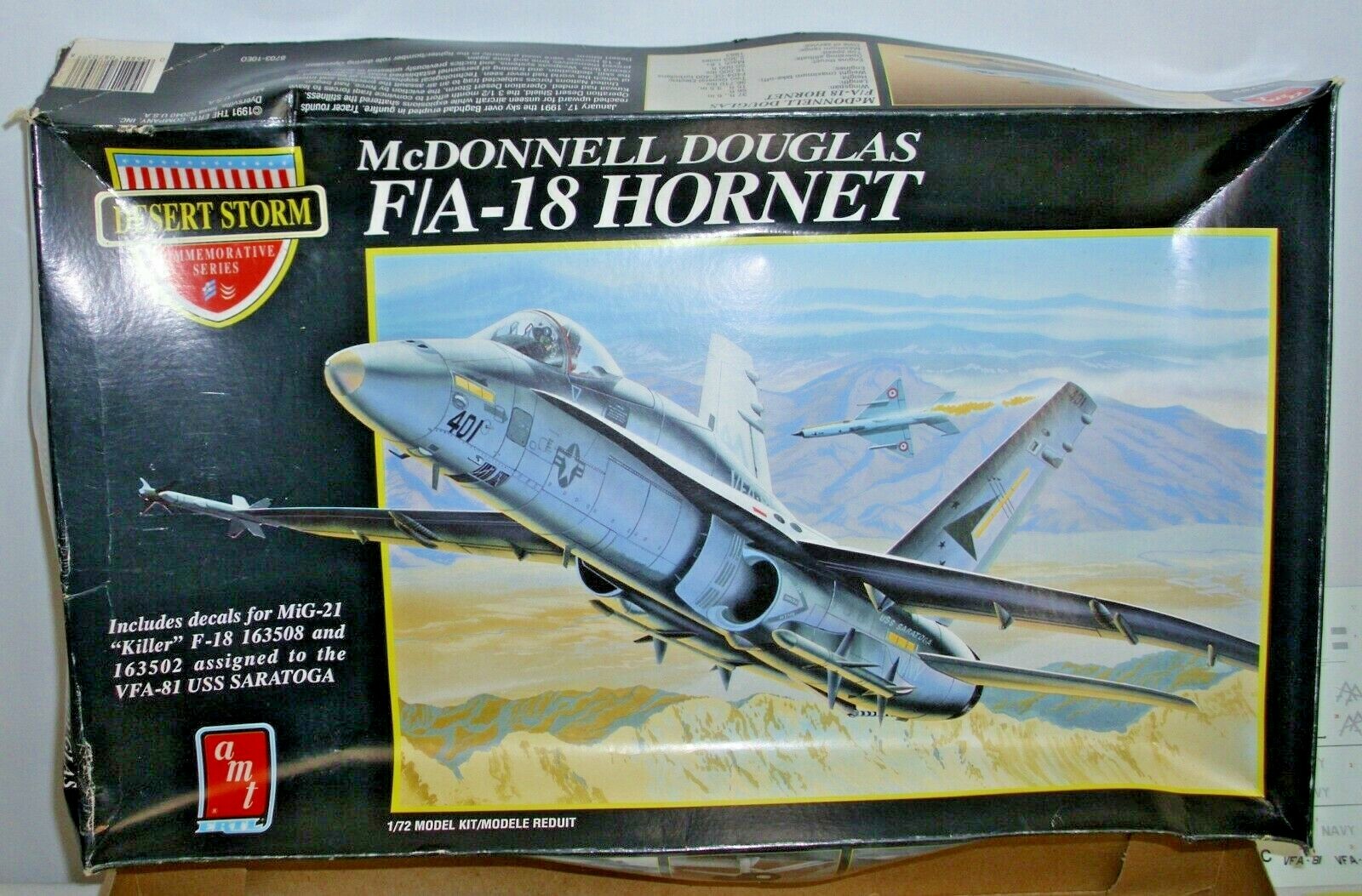 AMT MC DONNELL DOUGLAS F/A-18 DESERT STORM JET AIRPLANE MODEL KIT 1/72 ...