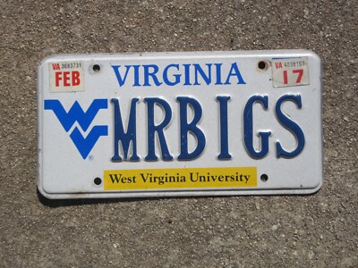 Virginia West Virginia University License Plate Mountaineers WVU ...