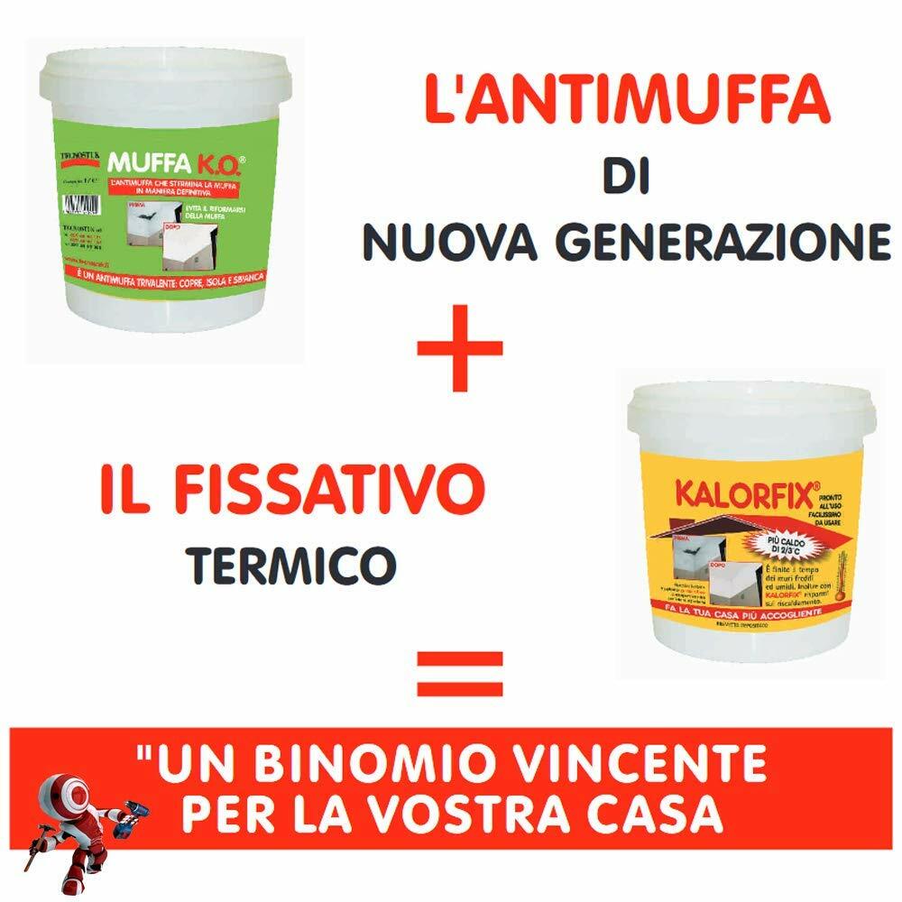 KIT ANTIMUFFA MUFFA KO 1 LITRO + KALORFIX 1 LITRO TECNOSTUK + PENNELLO ...