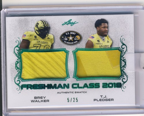BREY WALKER / T.J. TJ PLEDGER 2018 Leaf Army Freshman Class PATCH /25 ...