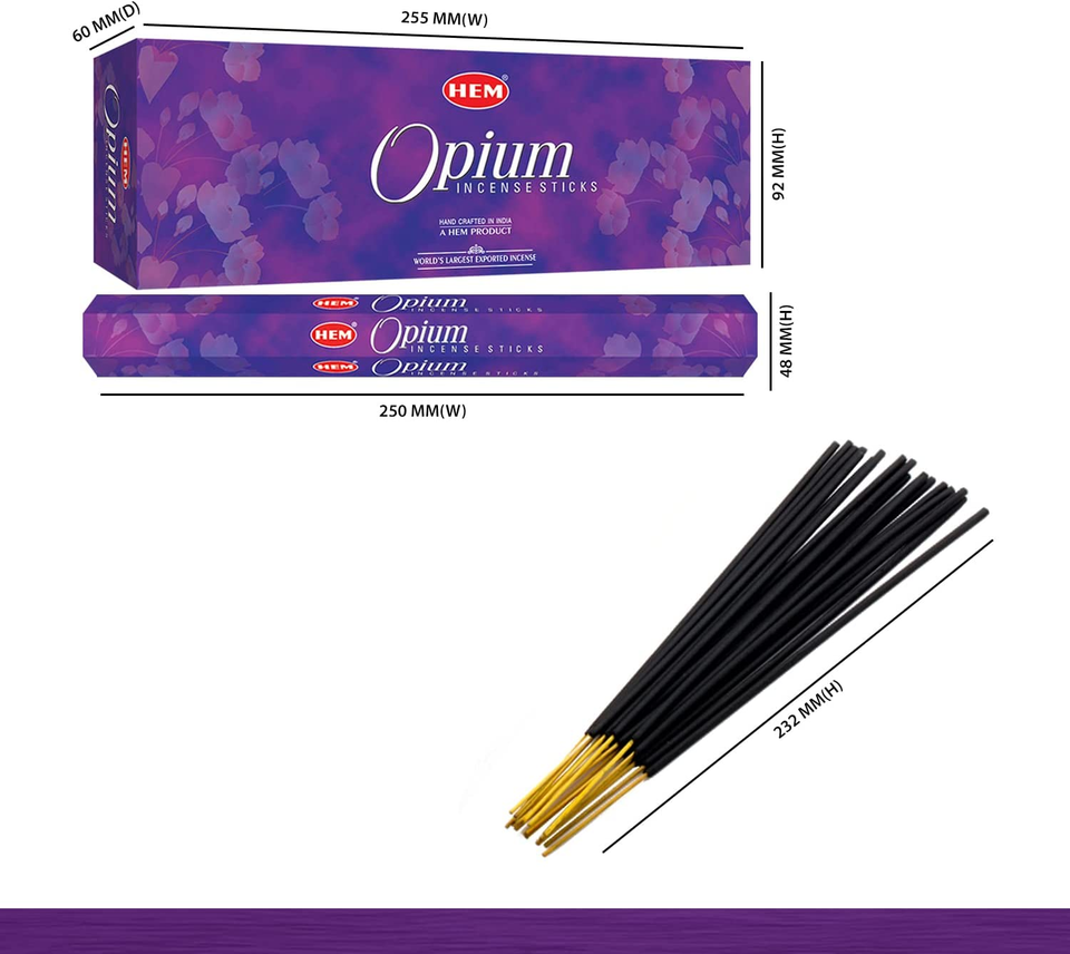 Opium Incense Sticks (120 Sticks, 6 Boxes Inside) - 9 Inches Long, 20G ...