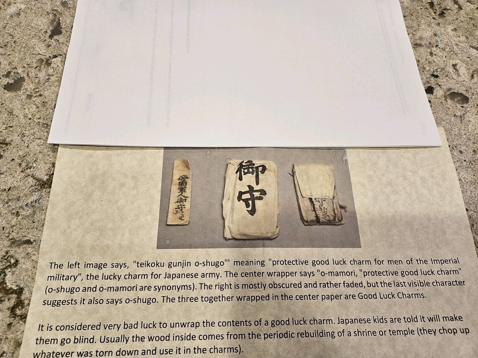 WW2 WWII Japanese Good Luck Amulet Set • Original Paper & Wood Charms ...
