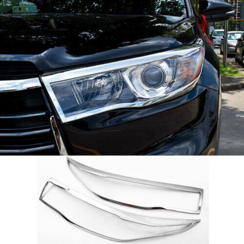 Chrome Front Headlight Lamp Cover Trim 2pcs Fit For Toyota Highlander ...