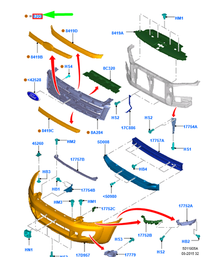 FORD RANGER T6 MK1 Radiator Grille AB39-8200-HF 2026719 NEW GENUINE ...