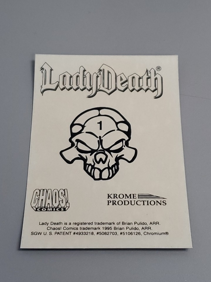 1995 Chaos Comics Krome Productions Lady Death Sticker Card 1 NEW ...