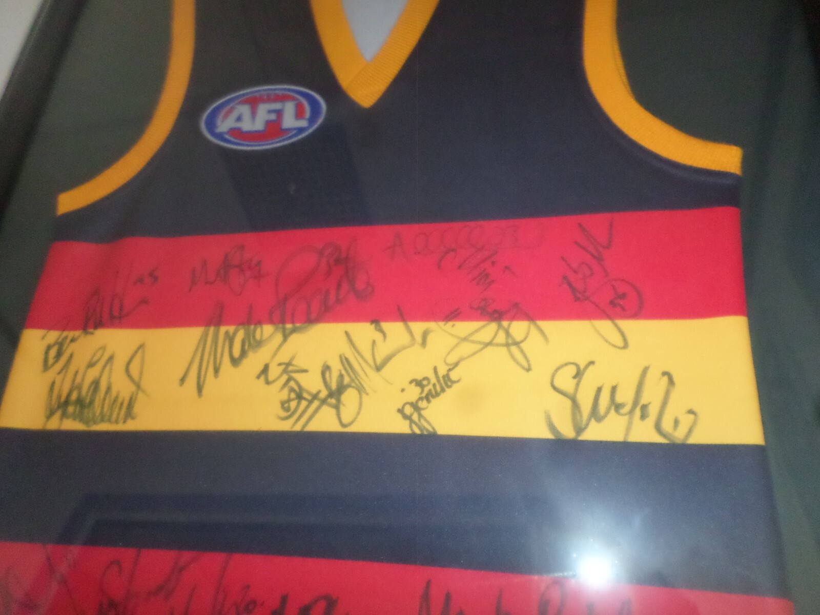 VINTAGE AFL ADELAIDE CROWS AUTOGRAPHED,FRAMED JUMPER,23 SIGNATURES ...