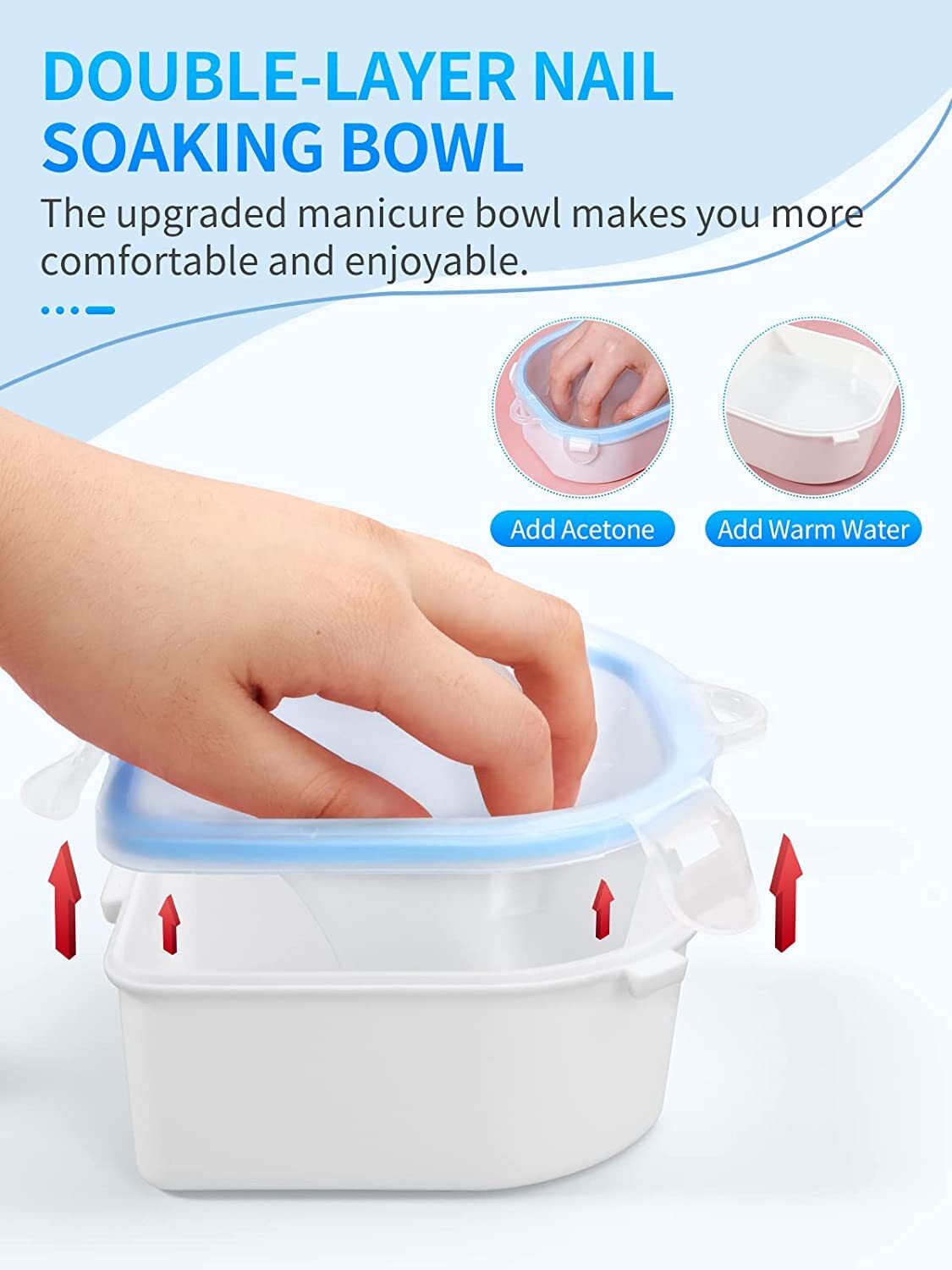 Nail Soaking Bowl Soak Off Gel Polish Remover with Nail Art Tools for ...