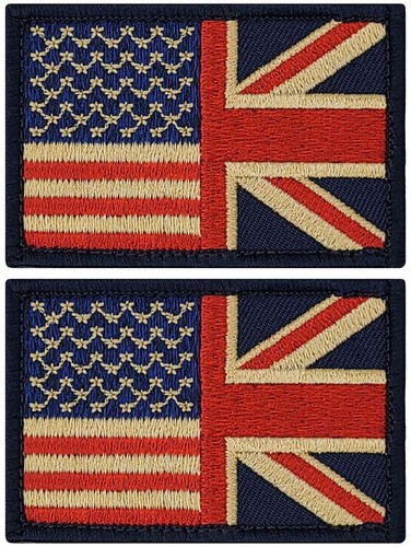 USA UK Flag British American Flag Subdued Morale Patch |2PC HOOK BACKING 3"x2" | eBay