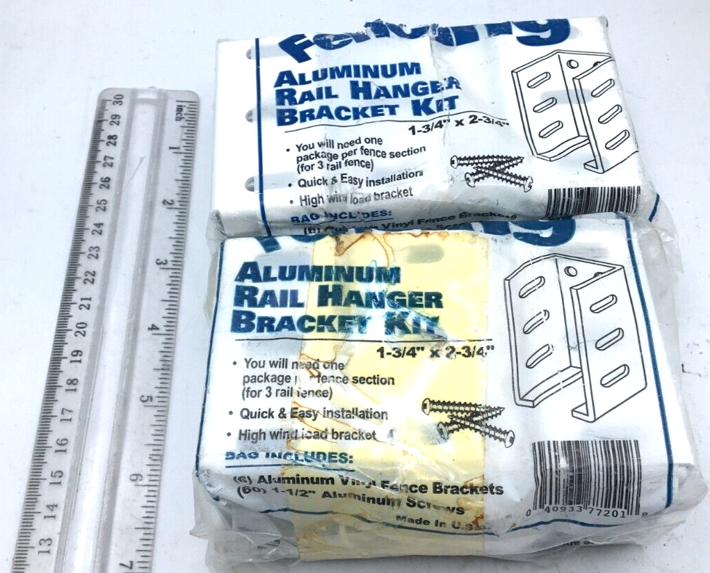 Vinyl Fencing Lot of 12 Aluminum Rail Hanger Brackets 1-3/4" x 2-3/4 ...