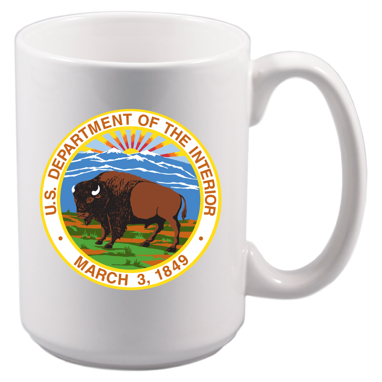 DOI Department of the Interior Buffalo Logo 15 Ounce White Mugs | eBay