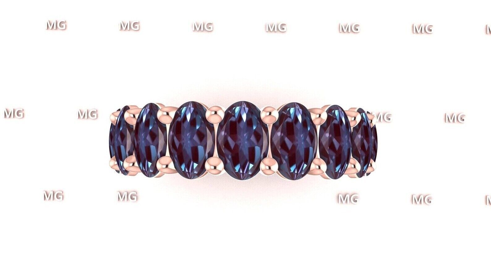 Alexandrite Cluster Band Full Eternity Color Changing Band Engagement ...