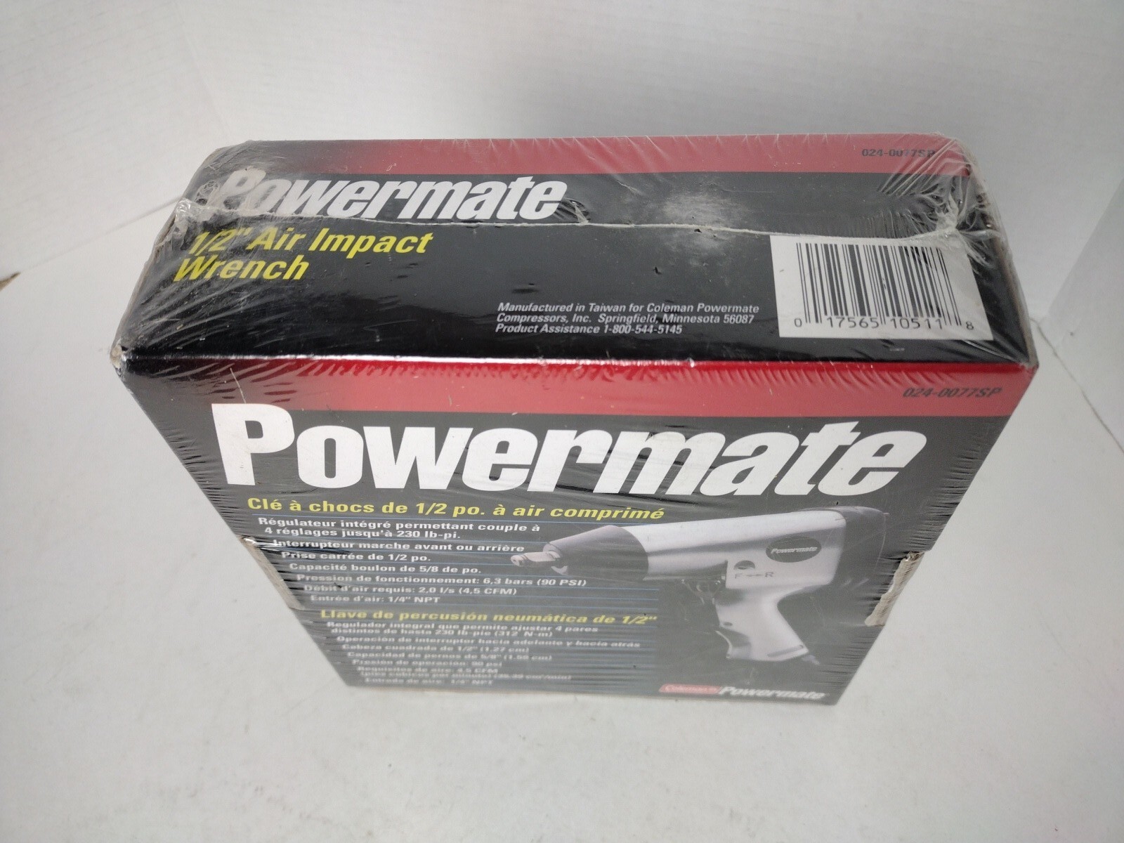 Air Impact Wrench 1/2"Coleman Powermate Adjustable Torque For/Rev ...