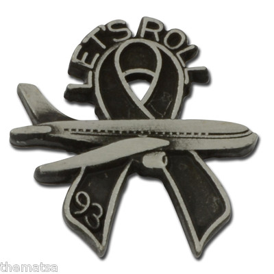 UNITED FLIGHT 93 9-11 LET'S ROLL BLACK RIBBON MEMORIAL PEWTER LAPEL PIN ...