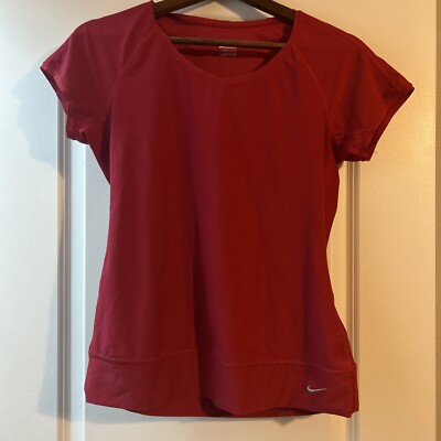 Nike Red Dri Fit Athletic Short Sleeve Shirt Women's Size Medium | eBay
