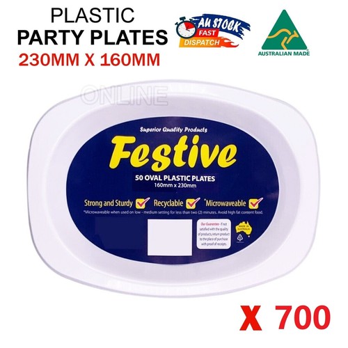 700x Party White Plastic Dinner Oval Plates 230mm Catering Picnic ...
