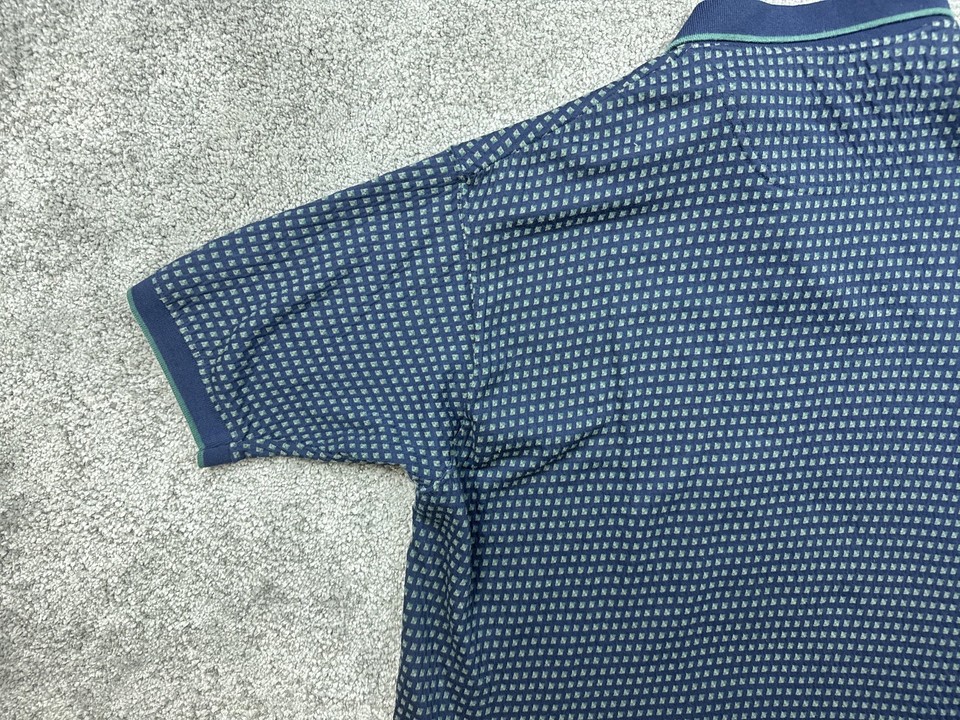 Robert Stock Polo Shirt Mens XL Blue Green Geometric Pattern Short ...