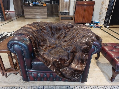 Genuine Real Natural Mink Fur Blanket Single Size throw 51" x 41" Rug ...