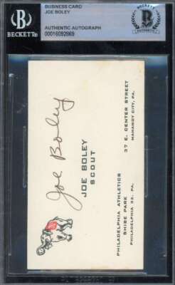 Joe Boley PSA DNA Coa Signed Philadelphia Athletics Business Card ...