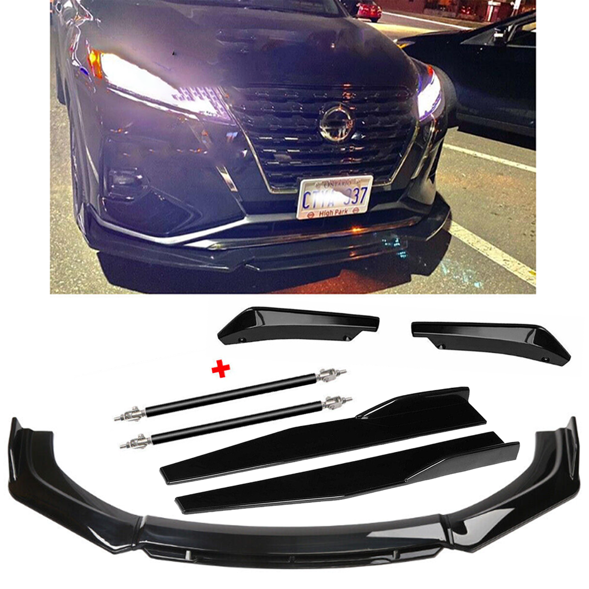 Front Bumper Lip Spoiler Splitter Side Skirt Rear For Nissan Kicks 3PCS ...